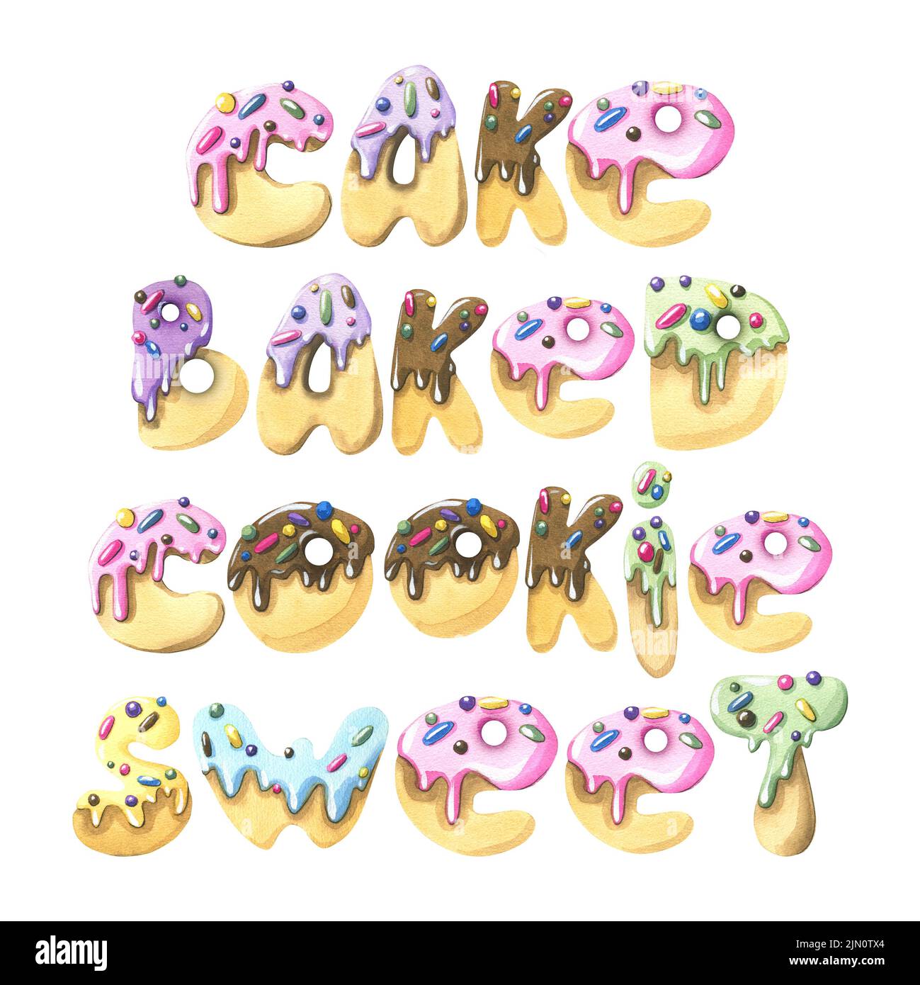 Sweet cookie letters with icing and pastry sprinkles in the form of ...