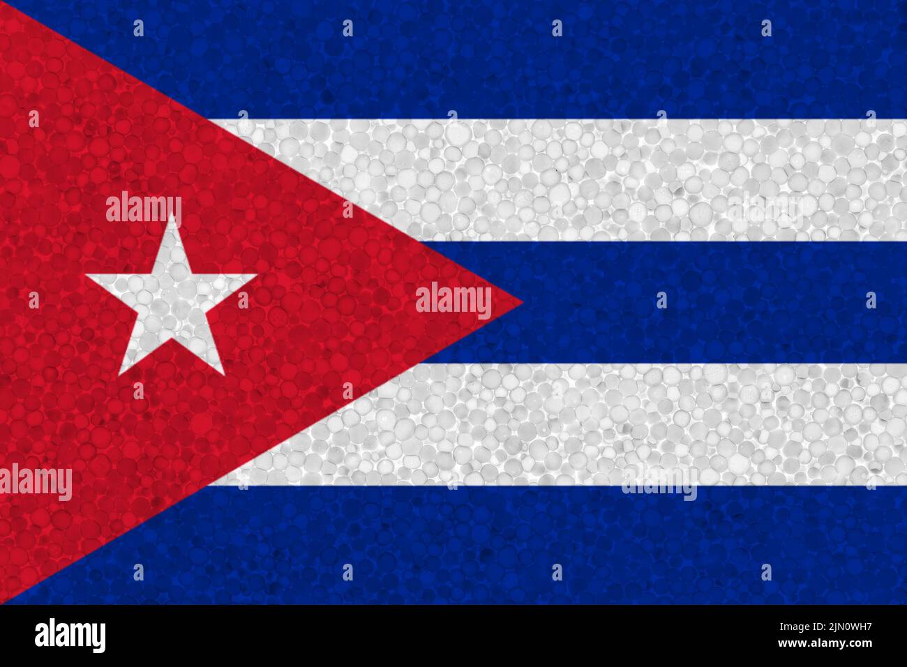 Cuba flag on styrofoam texture. national flag painted on the surface of ...