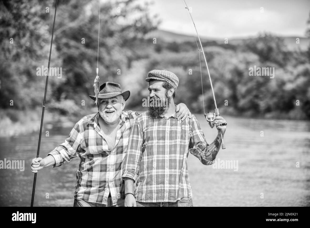 Family time. Activity and hobby. Fishing freshwater lake pond river ...