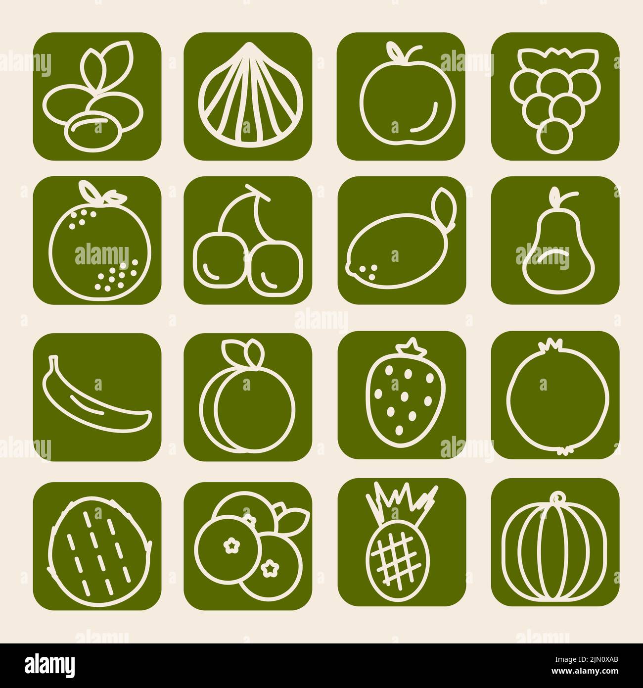 Fruit icons set , vector illustration. Fruit outlines collection ...