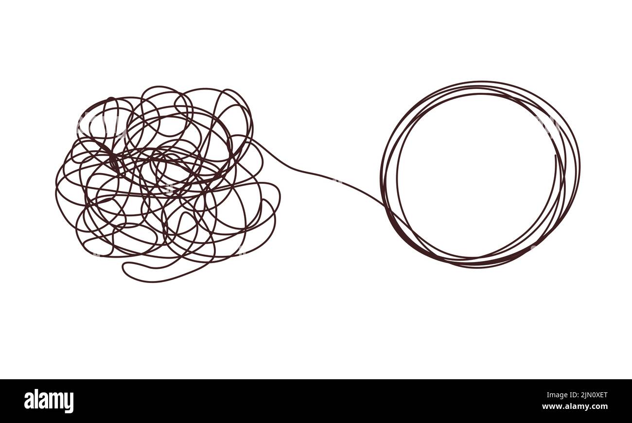Tangle chaos, psychoterapy concept. Business design in one line, order ...