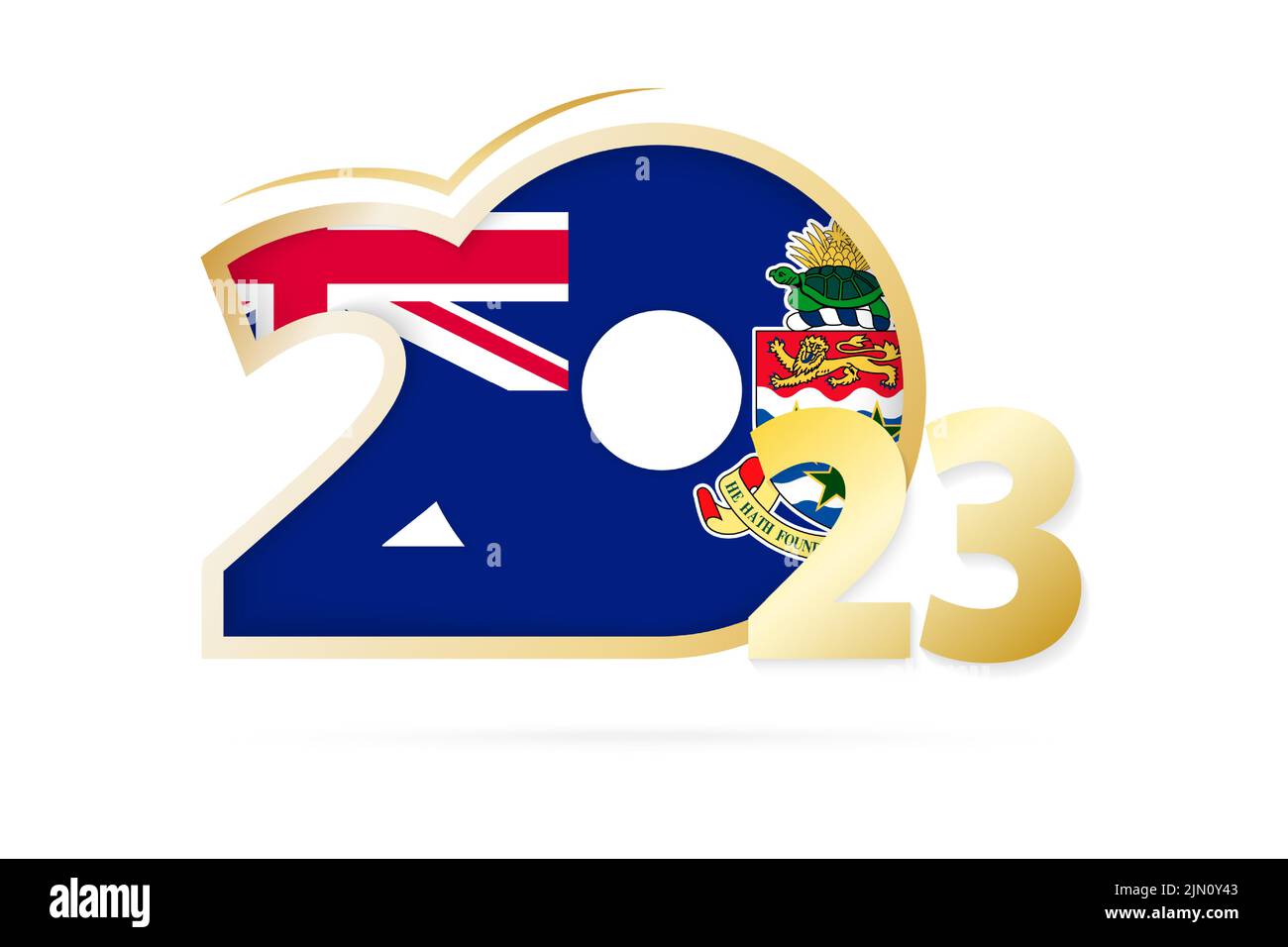 Year 2023 with Cayman Islands Flag pattern. Vector Illustration Stock ...