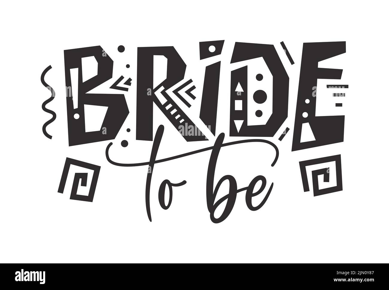 Bride team tribe typography wedding card. Lettering party quote in hand ...