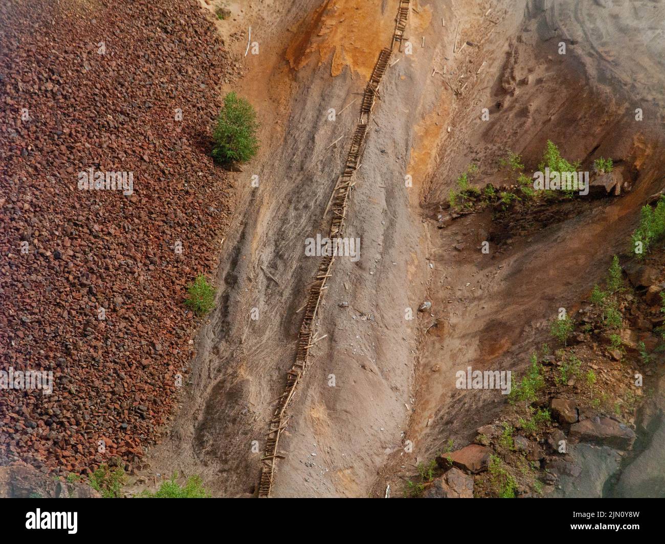 Falun Copper Mine the World Heritage with orange mountain visible and ...