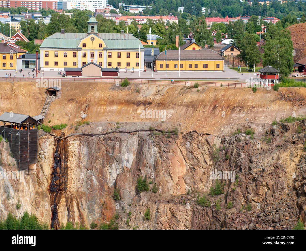 Falu Copper Mine Museum with the rocks and slag from the mining visible ...