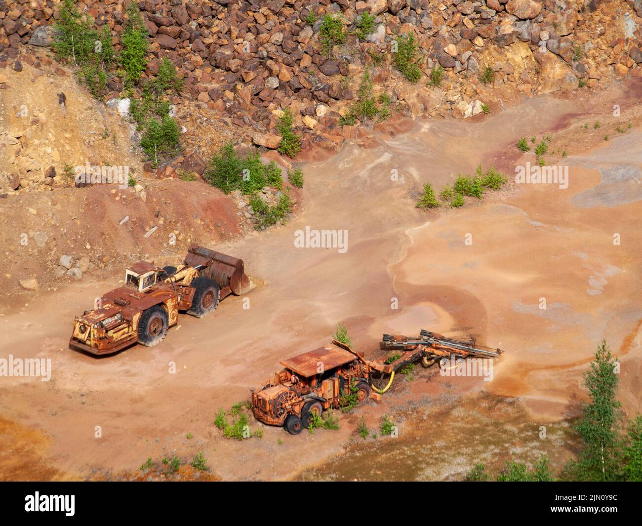 Old Post Apocalyptic destroyed mining equipment with lots of rust in ...