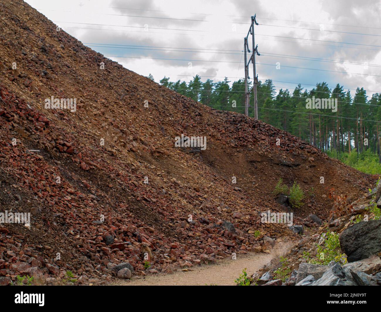 Falun Copper Mine the World Heritage with dark red mountain visible in ...
