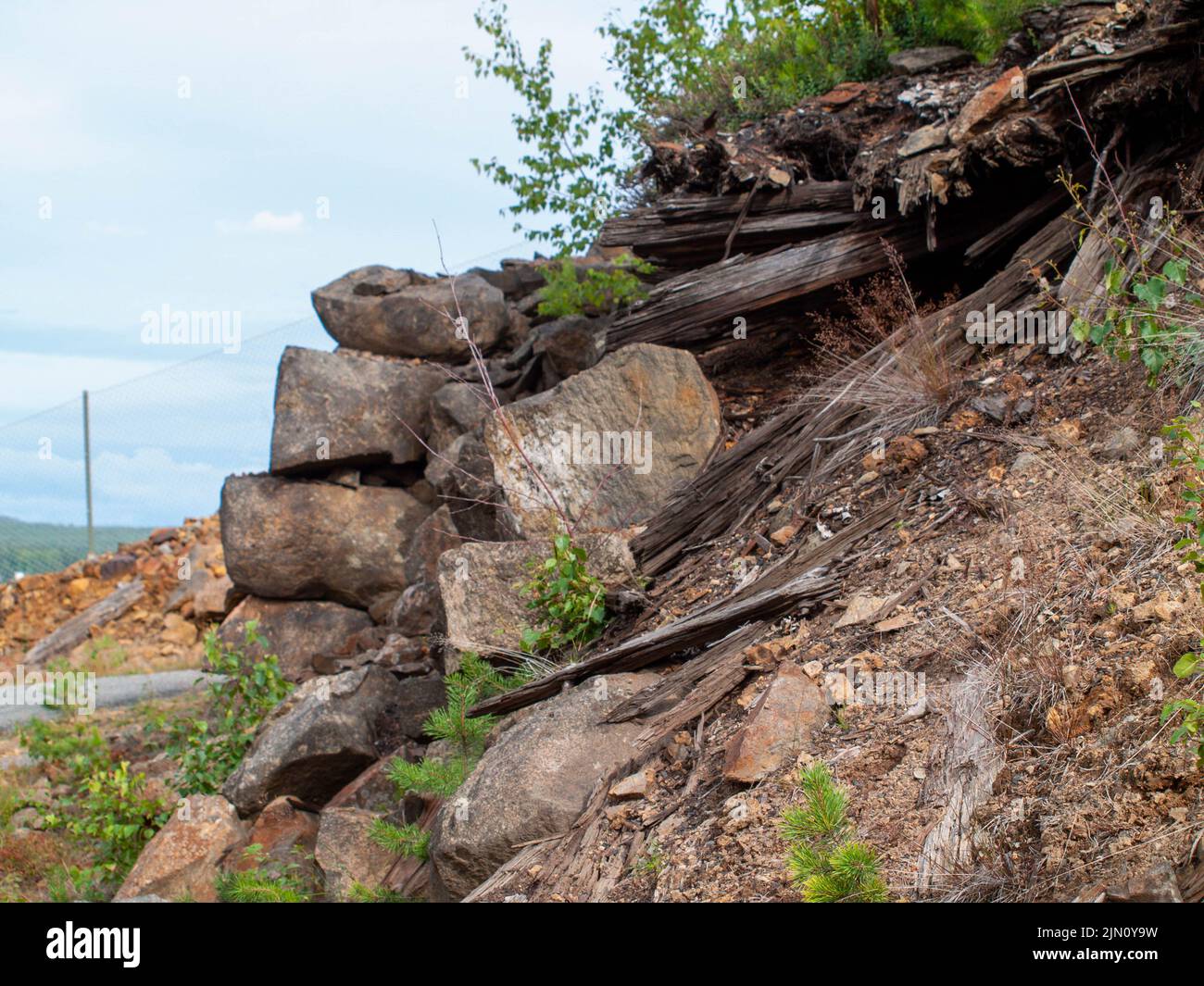 Ruined old wooden structure in post apocalyptic landscape Falu Copper ...