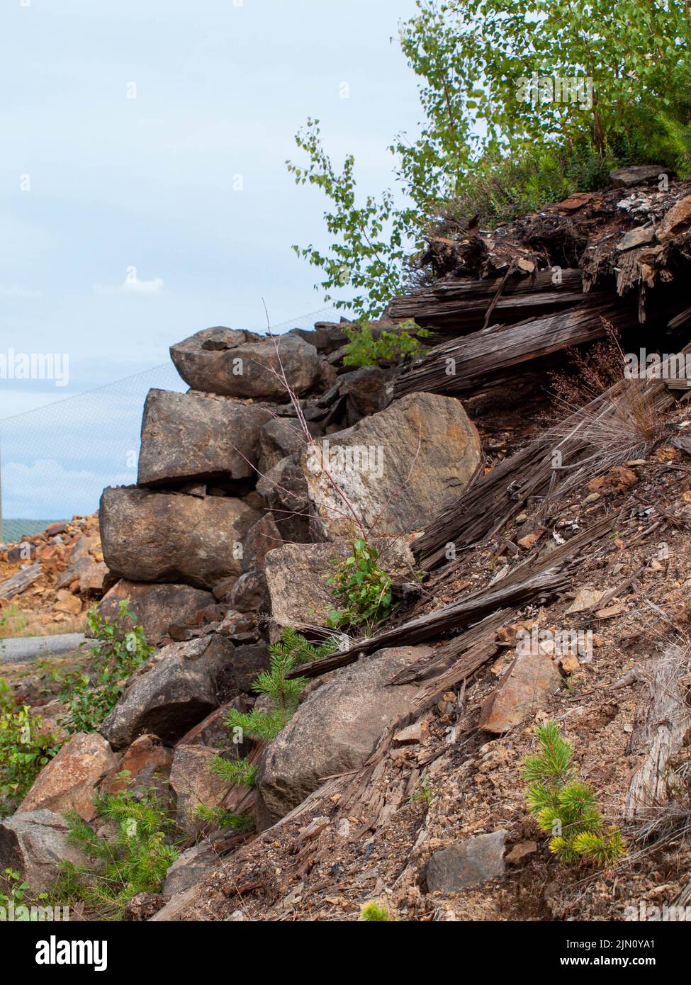 Ruined old wooden structure in post apocalyptic landscape Falu Copper ...