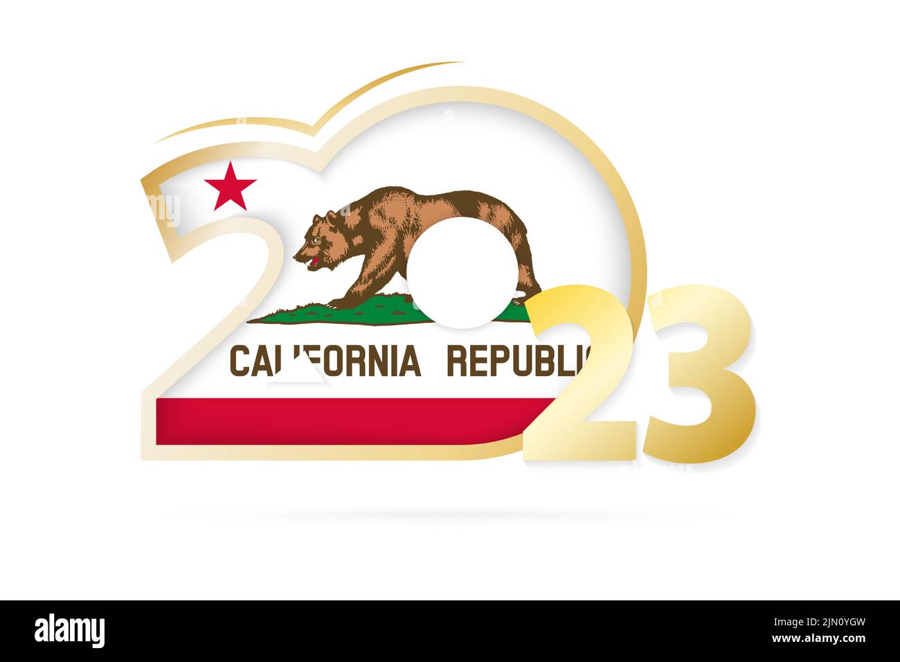 Year 2023 with California Flag pattern. Vector Illustration Stock ...