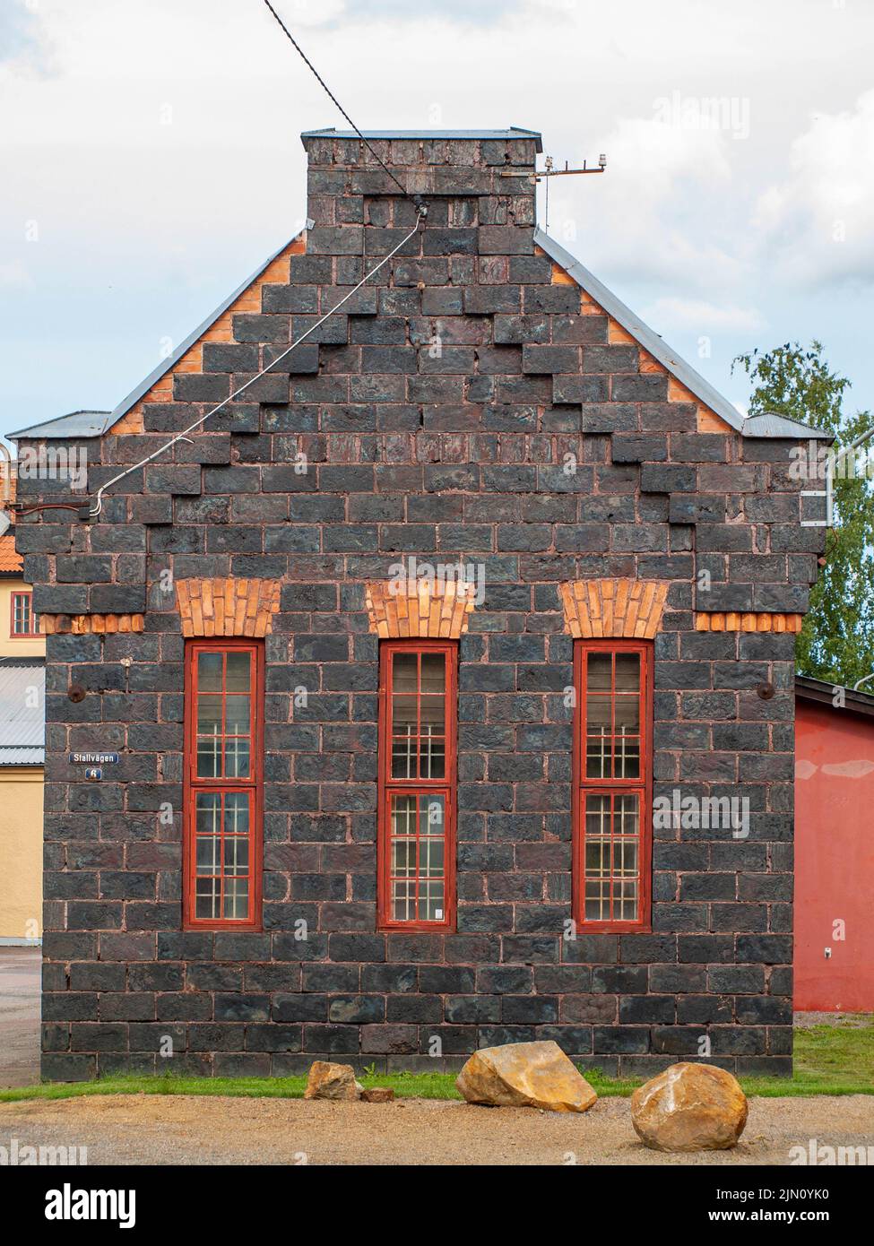 Very old antique strange black stone building structure in Falu Copper ...