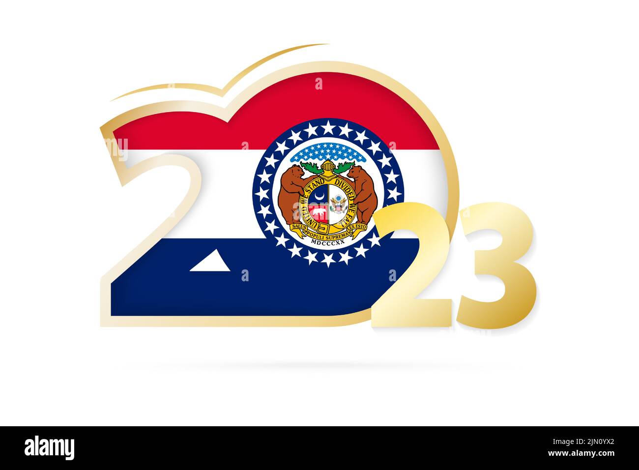 Year 2023 with Missouri Flag pattern. Vector Illustration Stock Vector ...