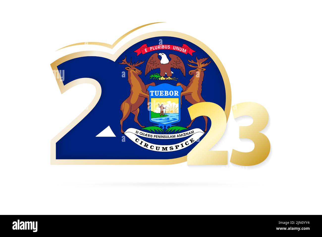 Year 2023 with Michigan Flag pattern. Vector Illustration Stock Vector ...