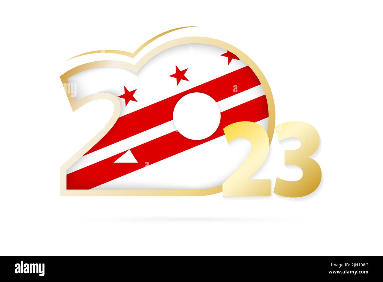 Year 2023 with District of Columbia Flag pattern. Vector Illustration ...