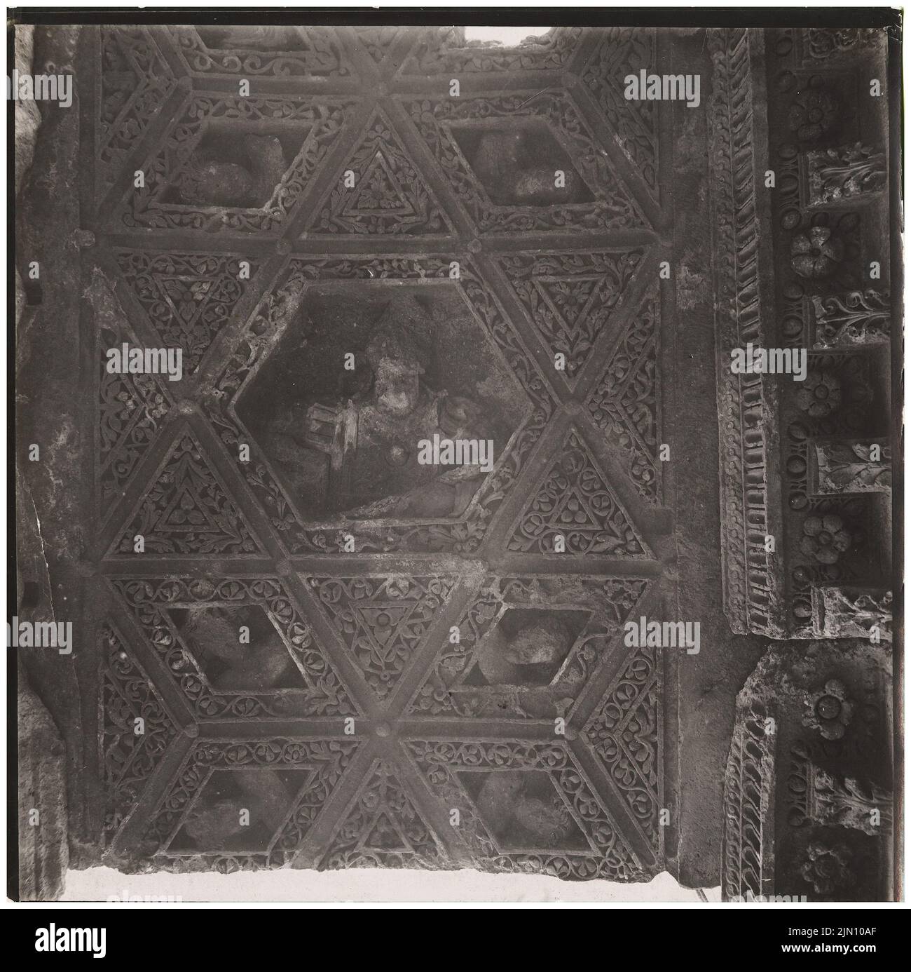 Unknown photographer, ceiling of the peristyl in Baalbek (without dat ...