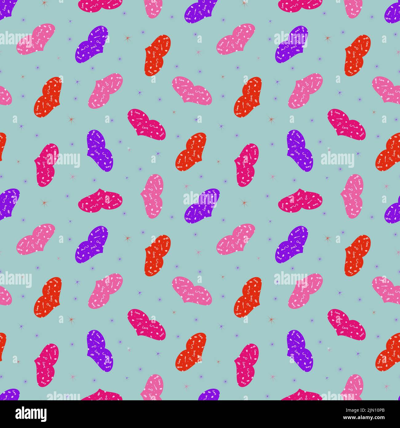 Simple seamless pattern with multicolored hearts. Valentines day ...