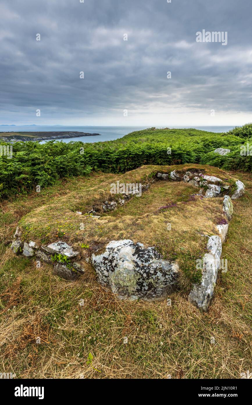 The remains of an Iron Age outbuilding near Holyhead Mountain on Holy ...
