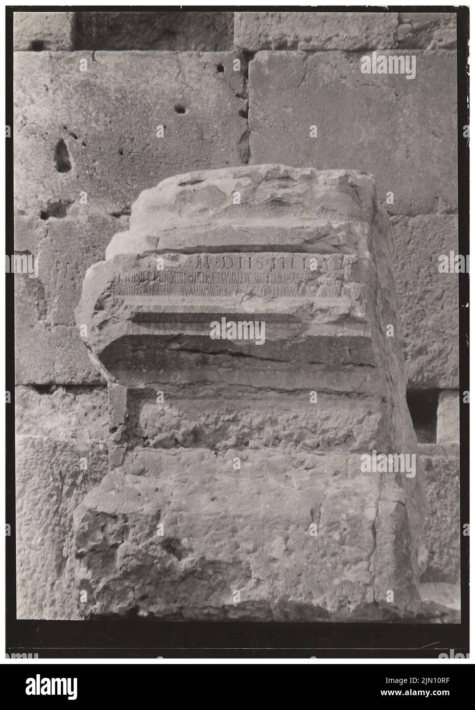 Unknown photographer, stone fragment with inscription in Baalbek ...