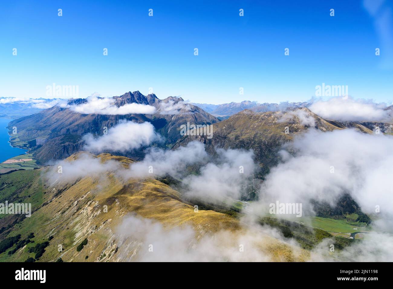 View form above of the South Island Alps in New Zealand Stock Photo - Alamy