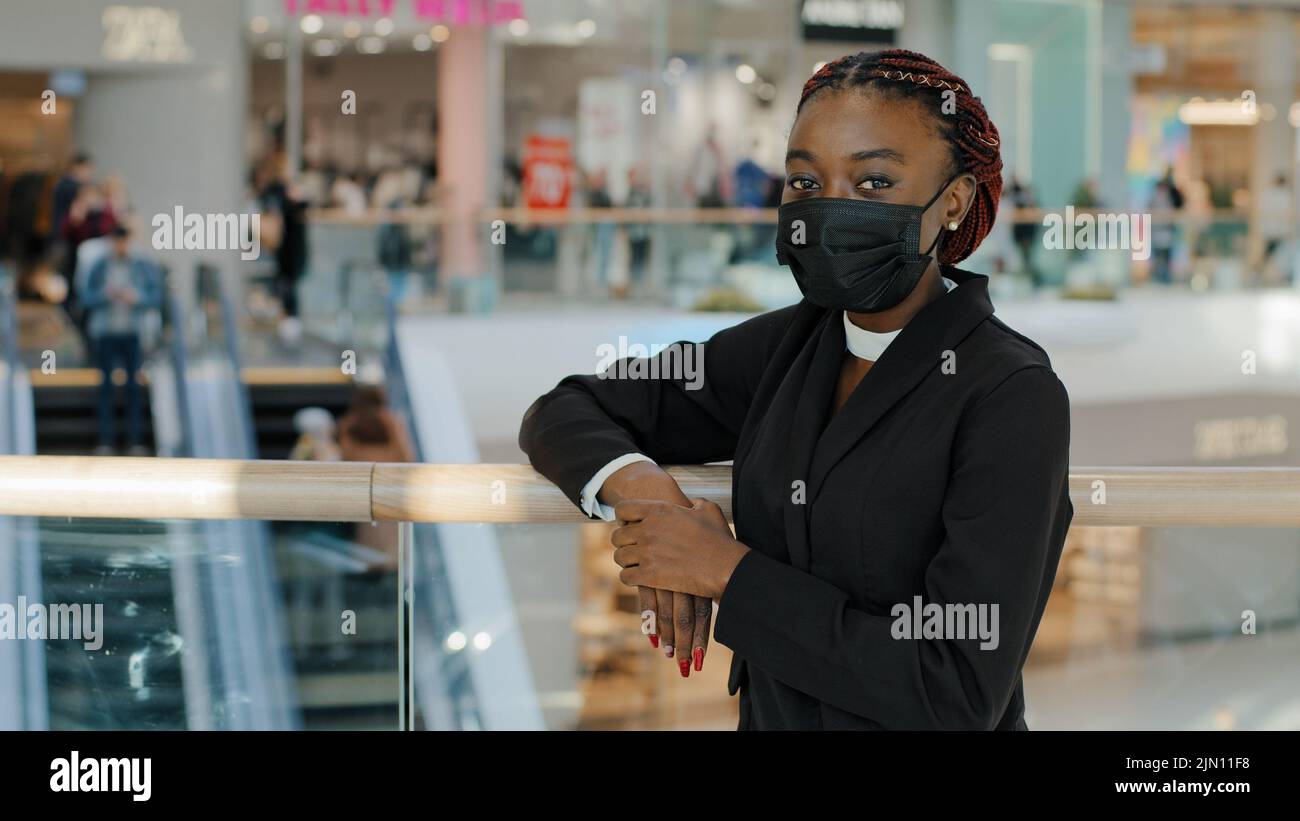 Portrait of african american young girl woman shopper consumer wears ...