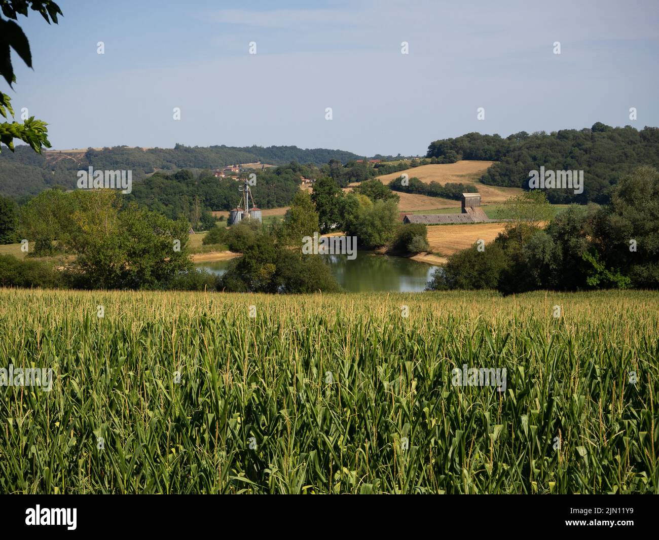 Crop field in France Atlantic Pyrenees water restriction for irrigation ...