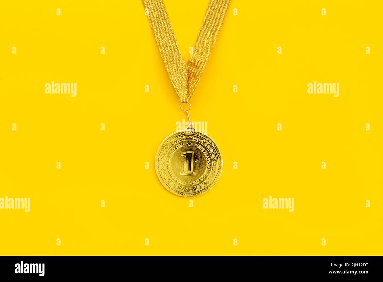 Winner or champion gold trophy - medal first place on ribbon Stock ...