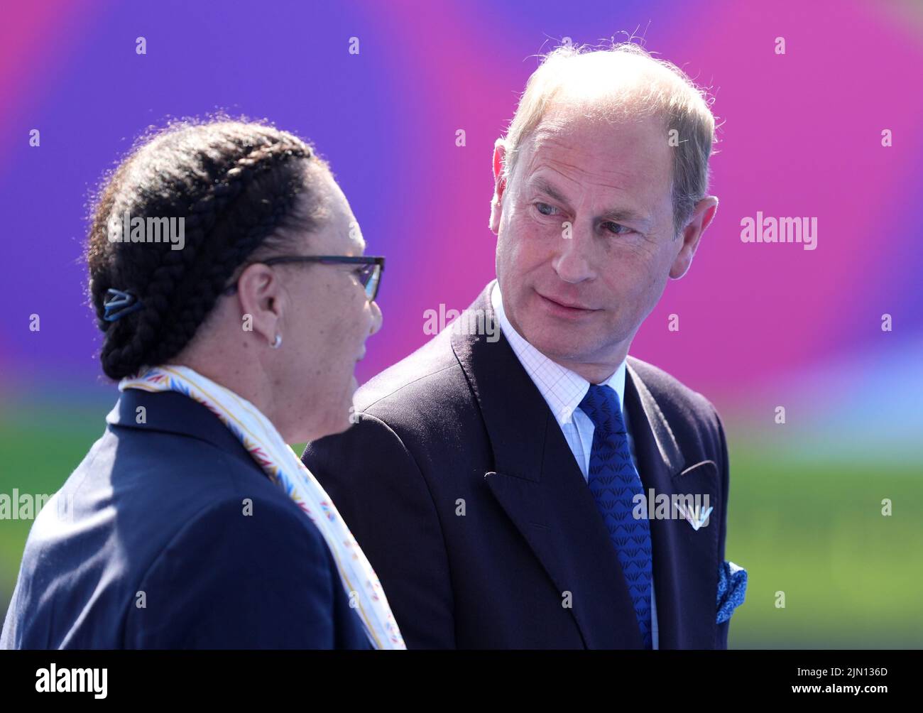 The Earl of Wessex, Prince Edward (right) speaks with International ...