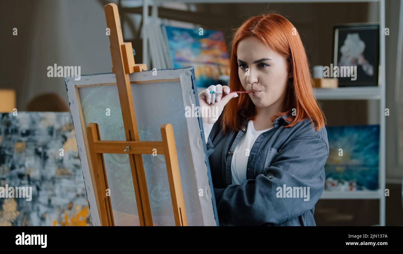 Talented woman drawing picture in hi-res stock photography and images ...