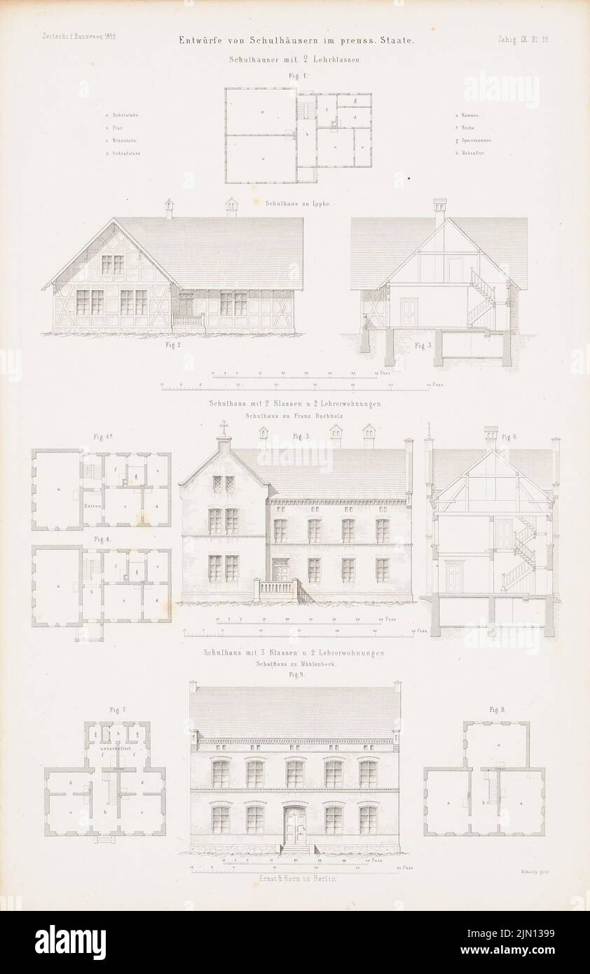 Querschnitt schule mit 2 klassen und wohnungen hi-res stock photography ...