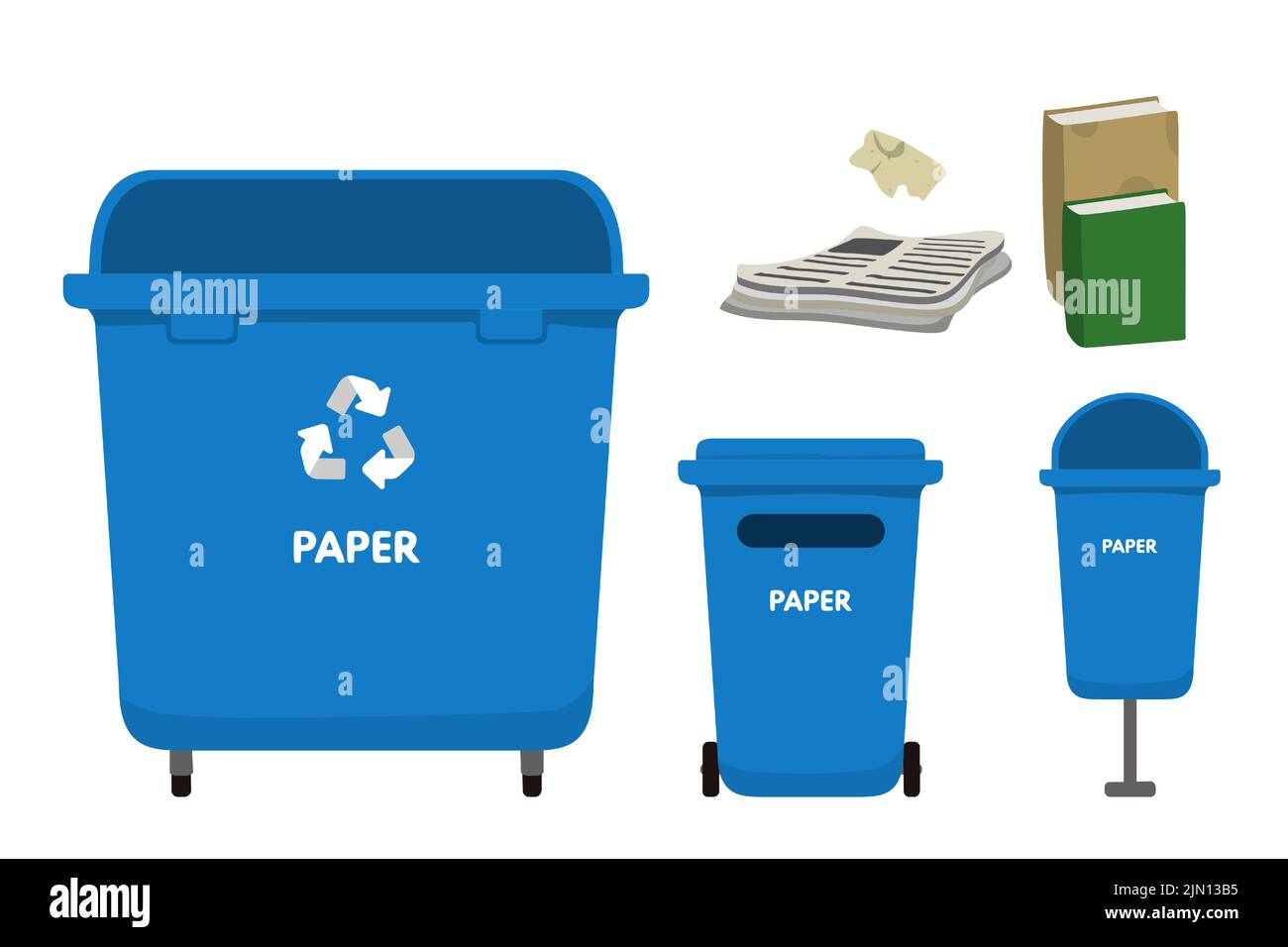 Blue trash bins for paper Stock Vector Image & Art - Alamy