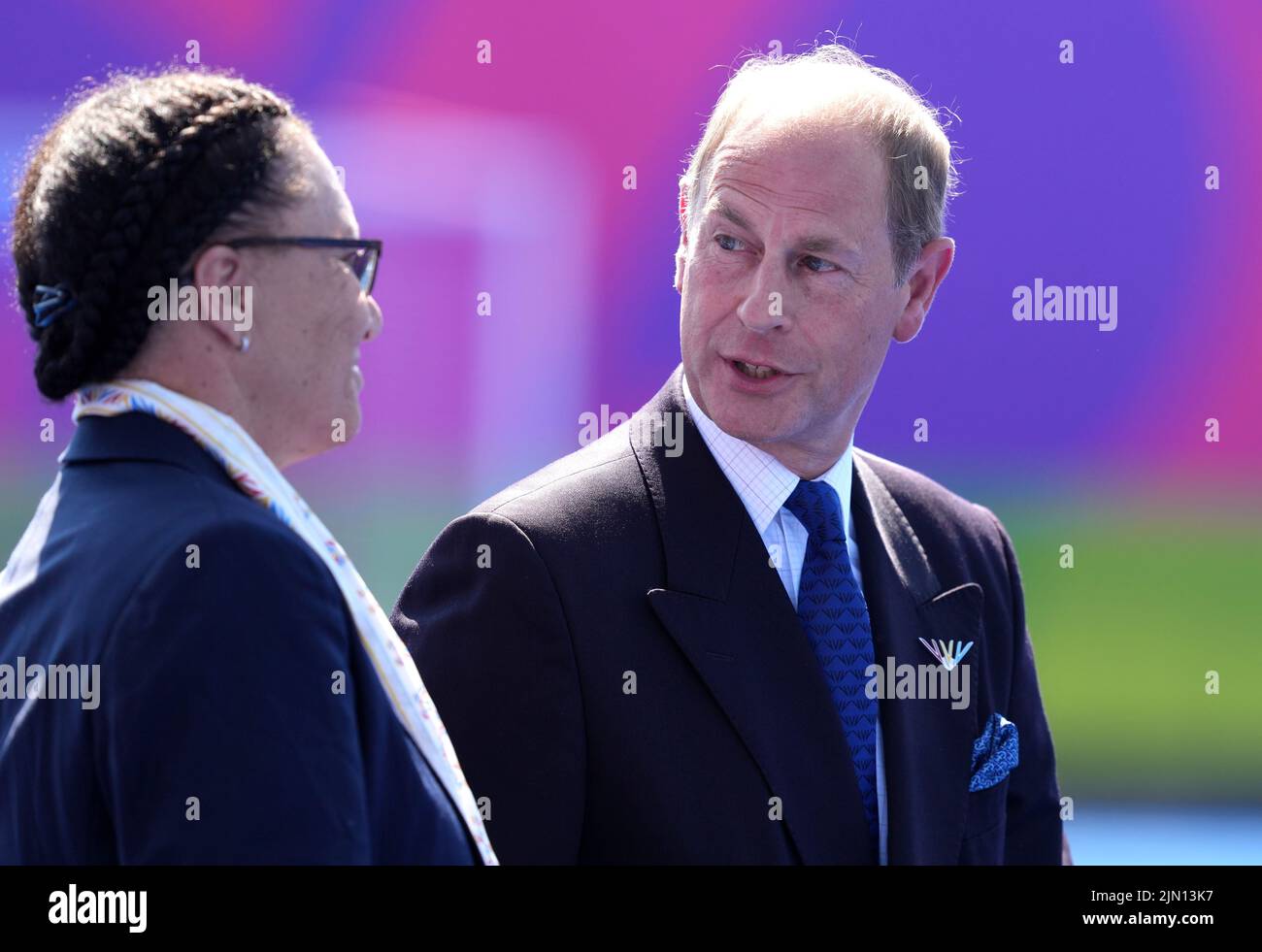 The Earl of Wessex, Prince Edward (right) speaks with International ...
