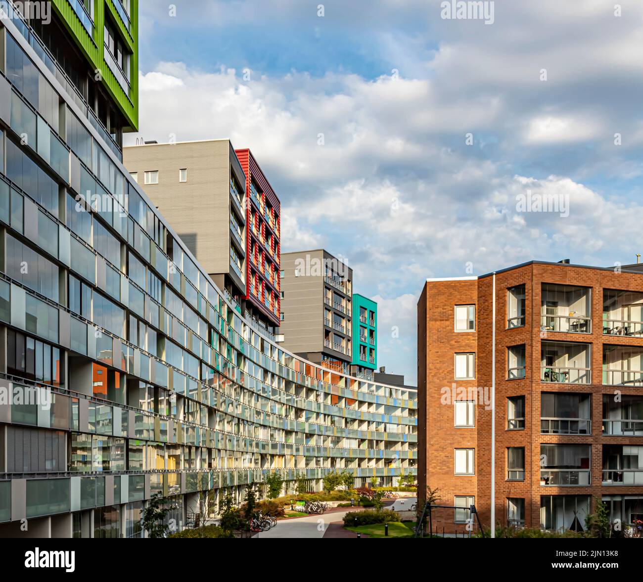Buildings in the Konepaja area of Vallila, Helsinki, Finland Stock ...
