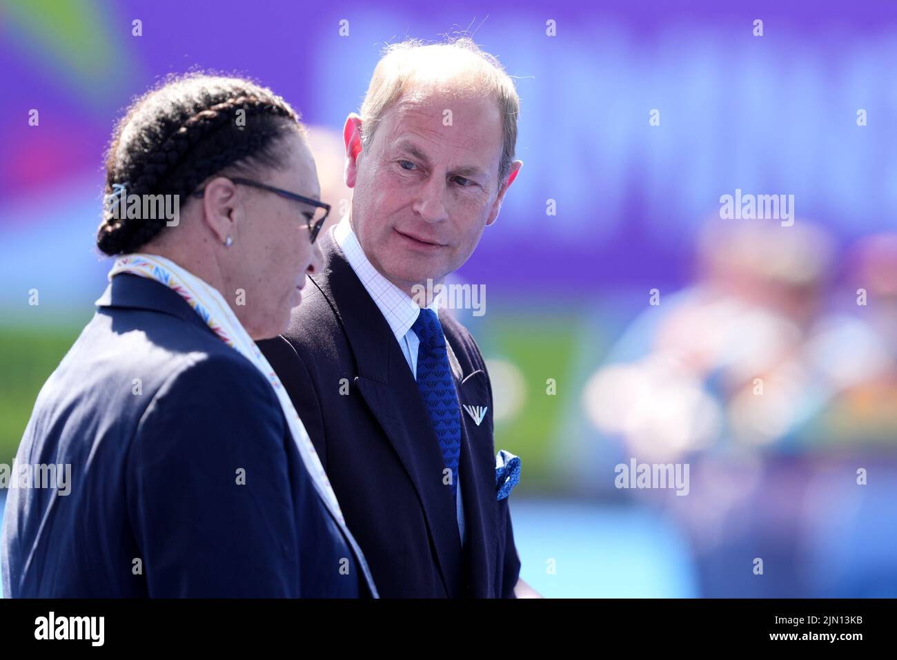The Earl of Wessex, Prince Edward (right) speaks with International ...