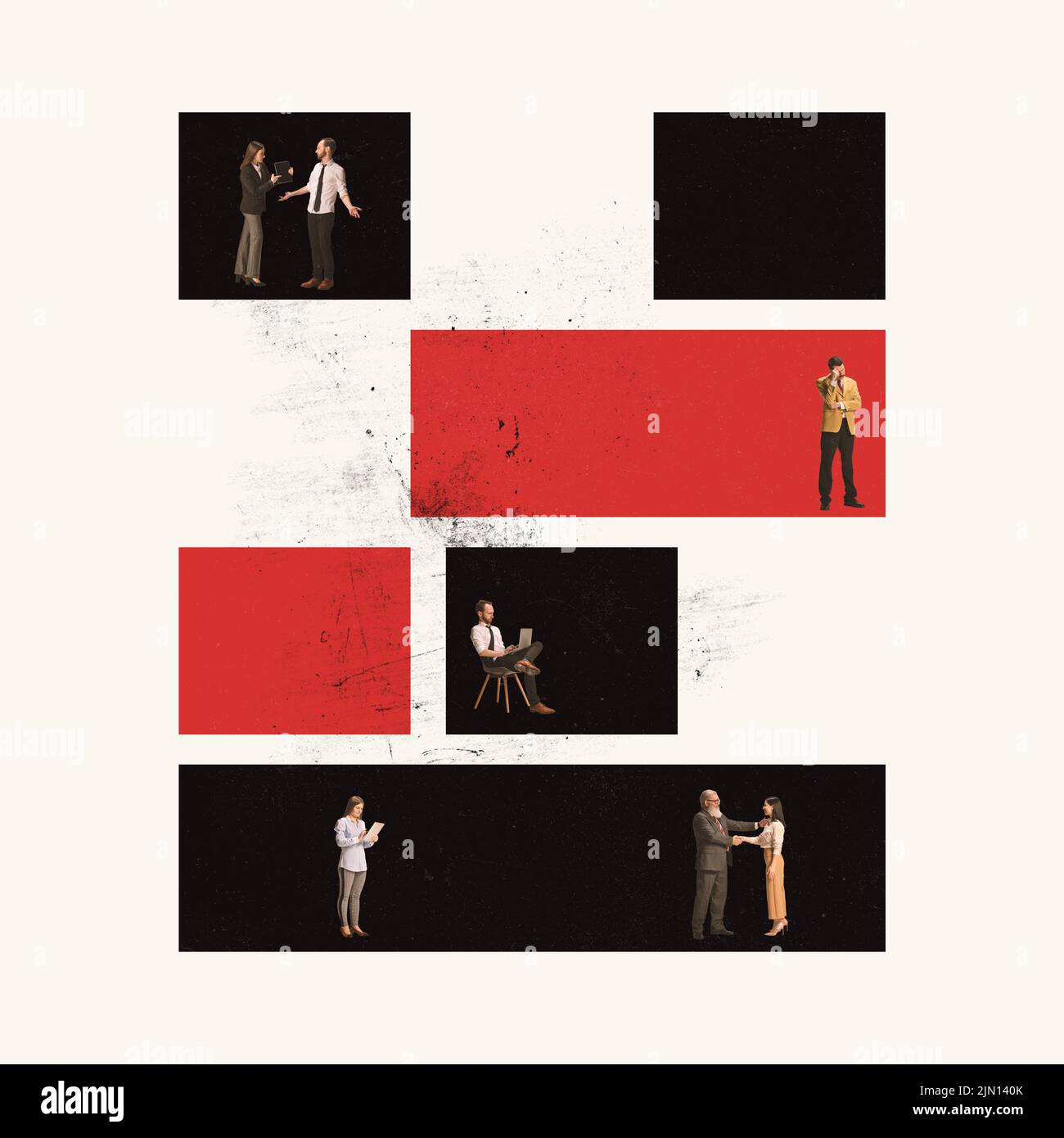 Contemporary art collage. Creative design of business process ...