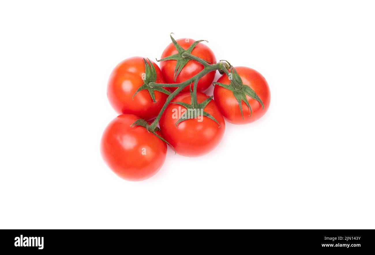 Fresh red cherry tomato cluster organic food isolated on white Stock ...