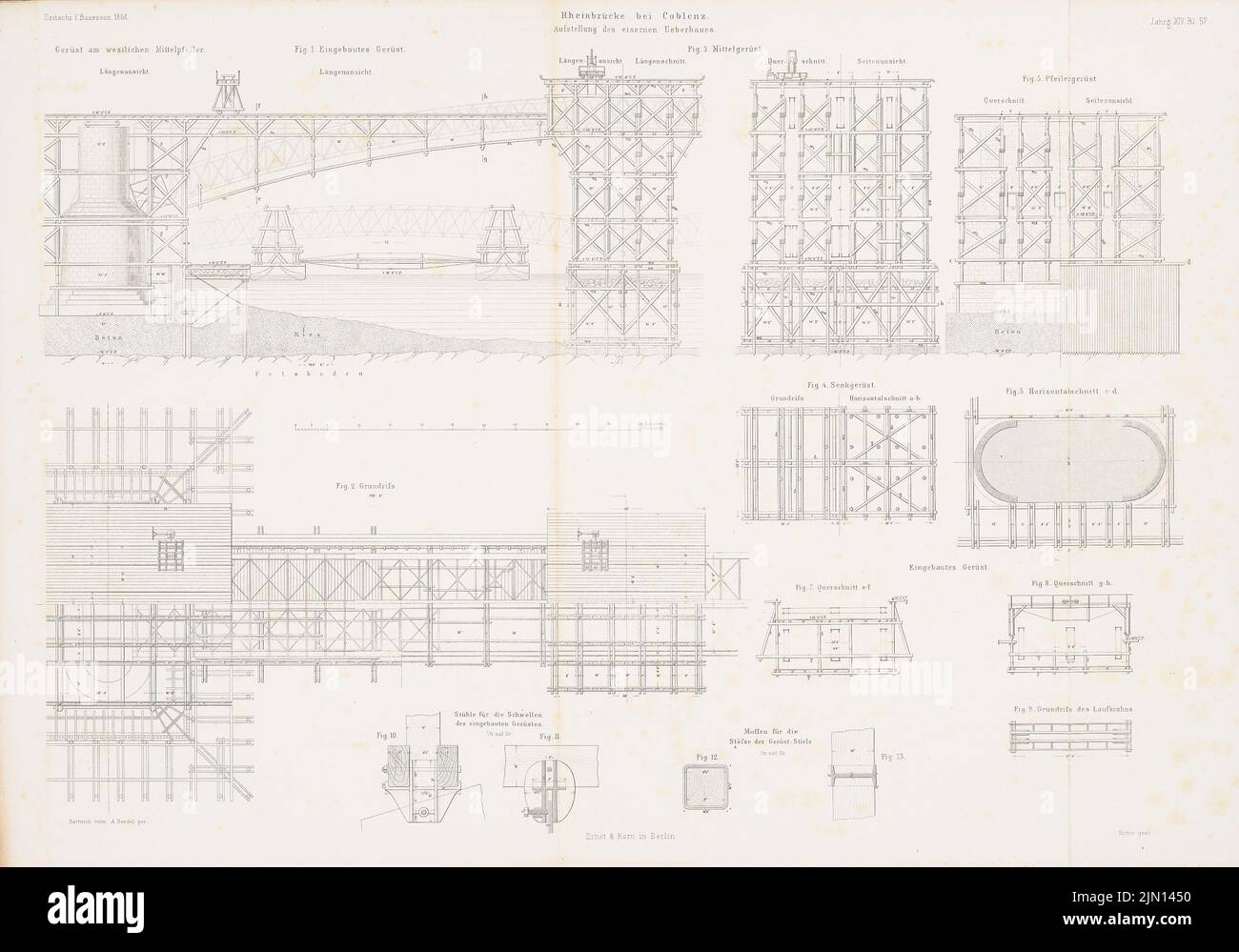 Emil hermann hartwich 1802 1879 rheinbrücke hi-res stock photography ...