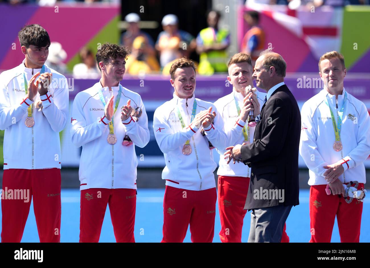 The Earl of Wessex, Prince Edward presents the bronze medals to the ...