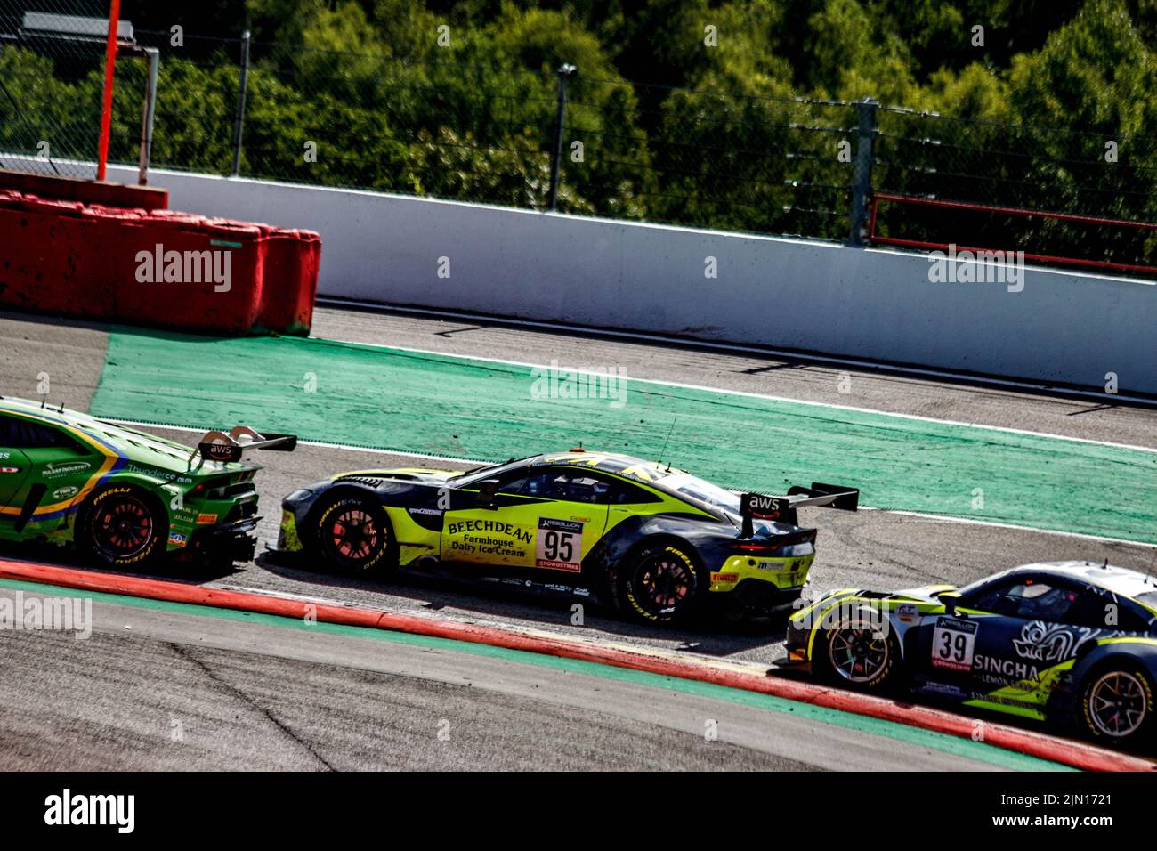 The race cars on the track during Formula 1 Rolex Belgian Grand Prix ...