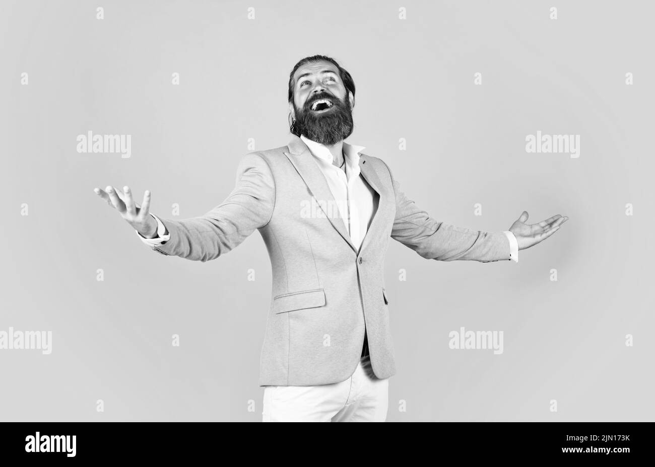 well groomed man in wedding formalwear has beard, elegance Stock Photo ...