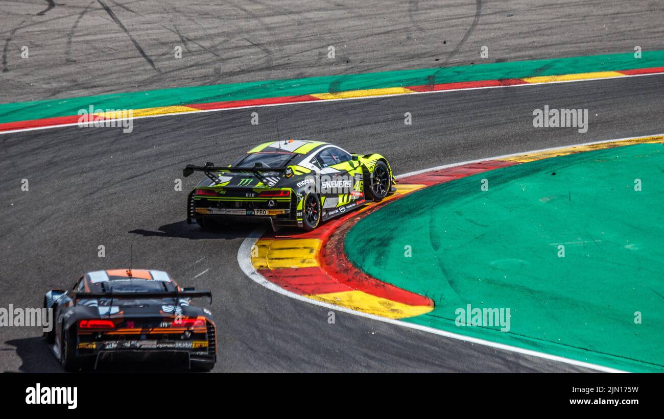 The race cars on the track during Formula 1 Rolex Belgian Grand Prix ...