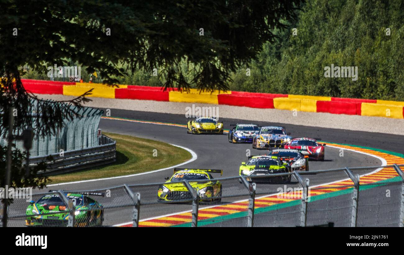The race cars on the track during Formula 1 Rolex Belgian Grand Prix ...