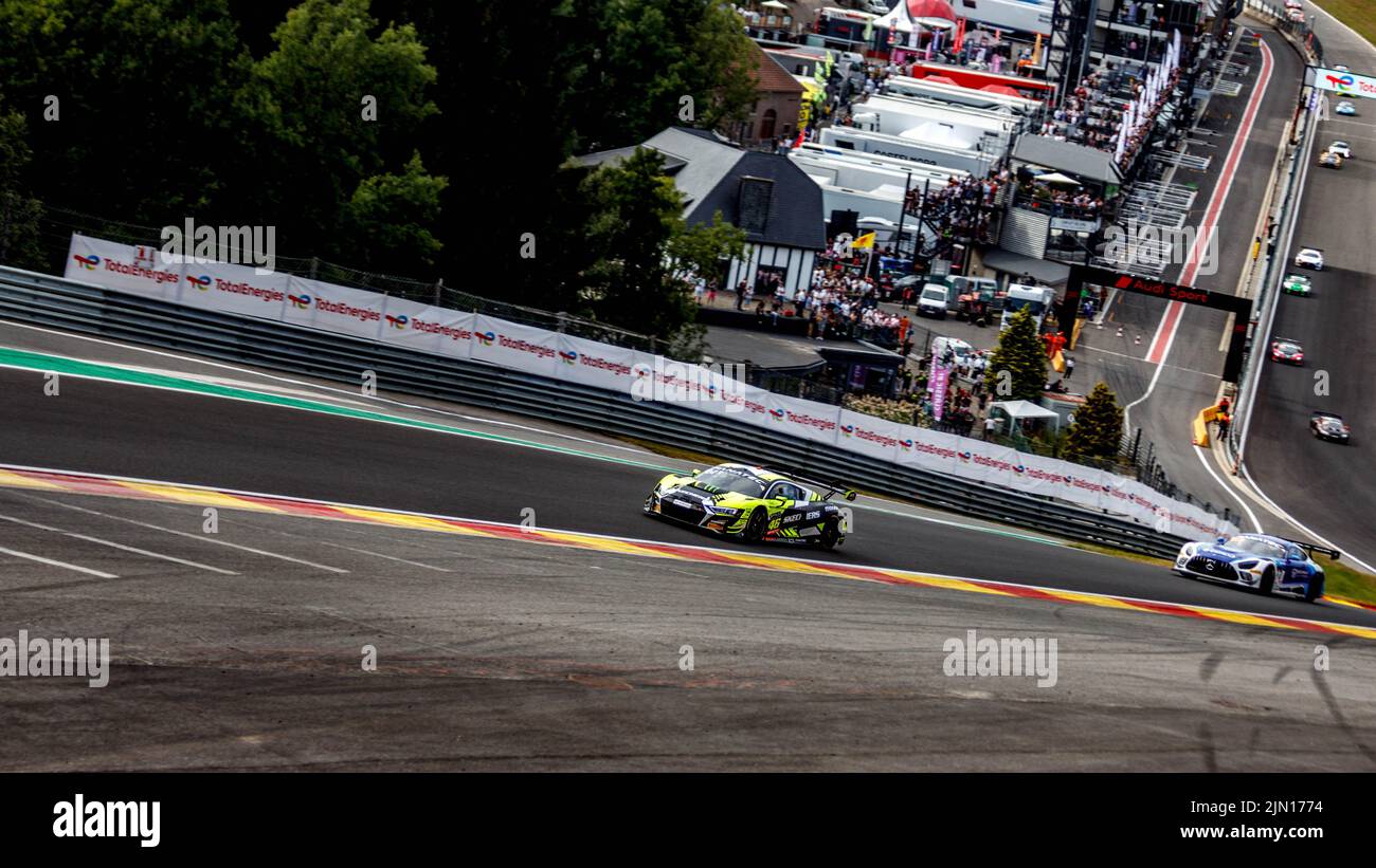 The race cars on the track during Formula 1 Rolex Belgian Grand Prix ...