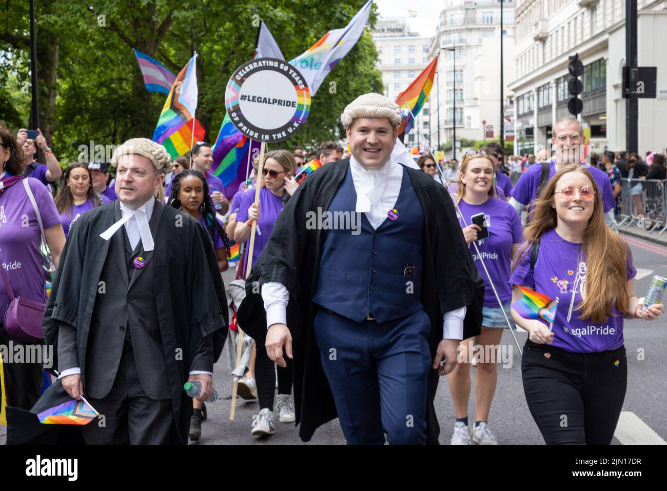 Barristers march as part of the Legal block at London Pride 2022 ...