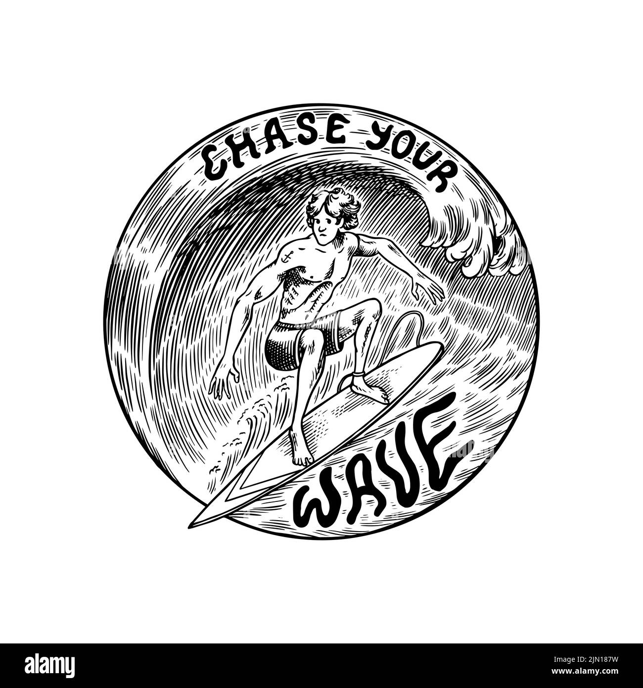 Surf badge. Retro Wave. Vintage Surfer logo. Summer California labels ...