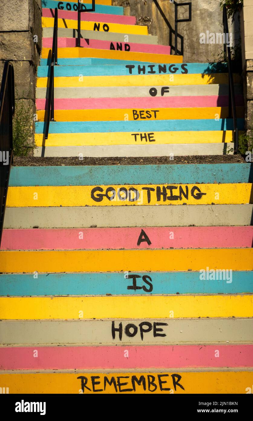 colorful painted steps in downtown Augusta Maine Stock Photo - Alamy