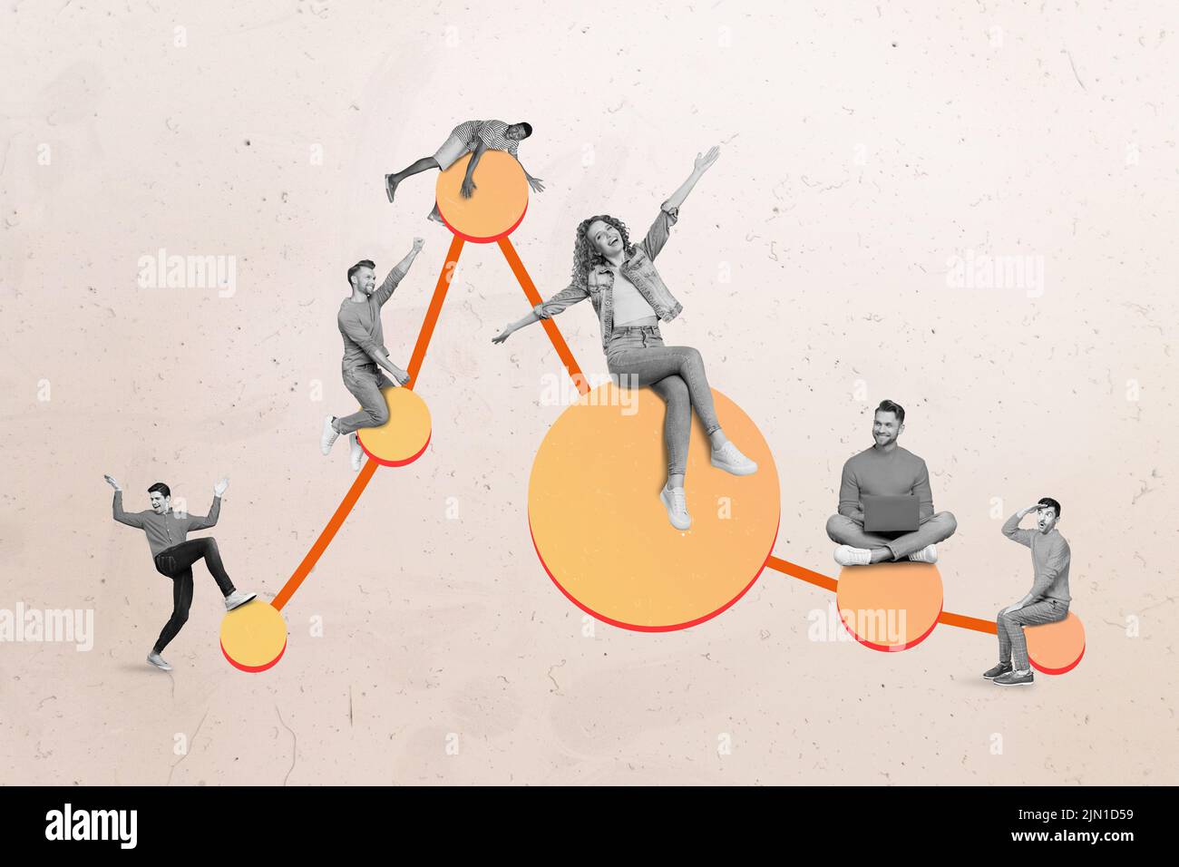 Magazine collage concept of innovative gadget conversation people with ...