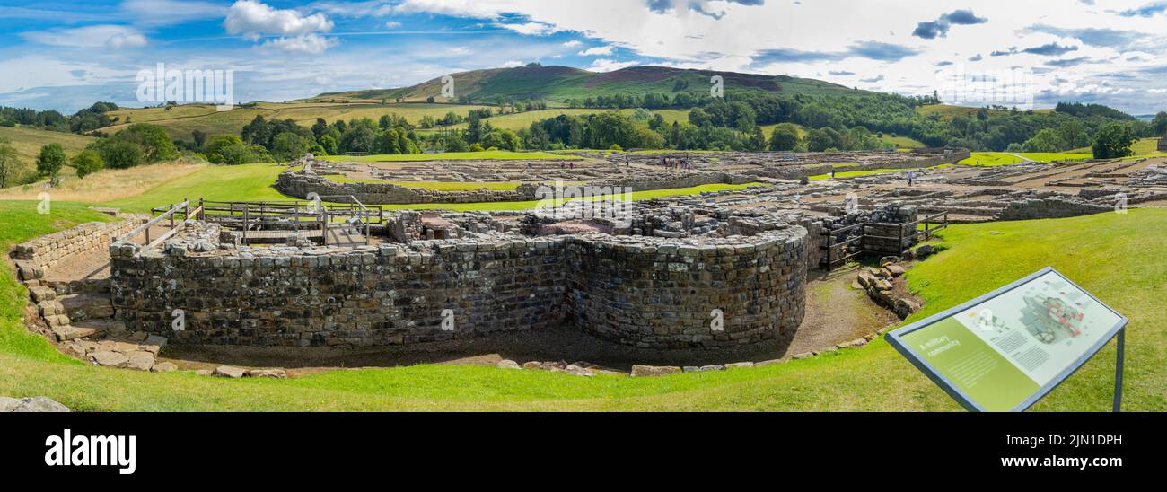 wide angle panorama of vindolanda historic roman site consisting of ...