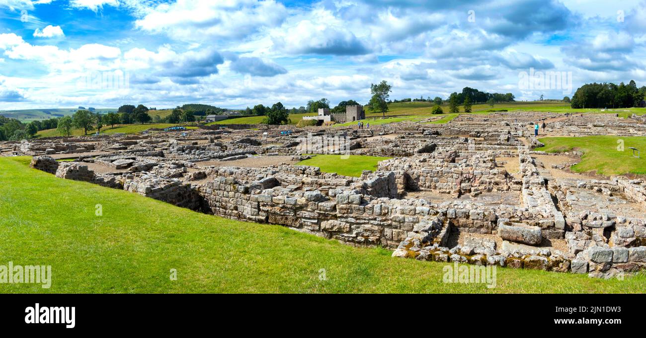 wide angle panorama of vindolanda historic roman site consisting of ...
