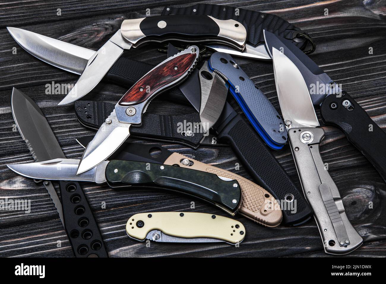 Pocket folding knife. Compact metal sharp knife with a folding blade ...