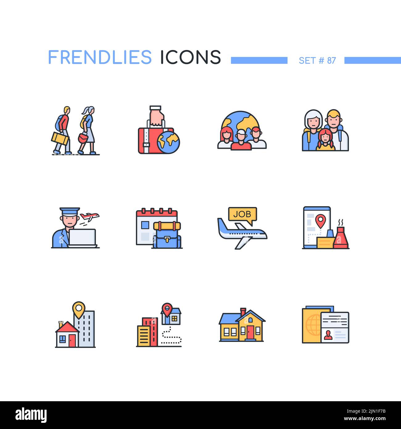 Relocation - modern line design style icons set Stock Vector Image ...